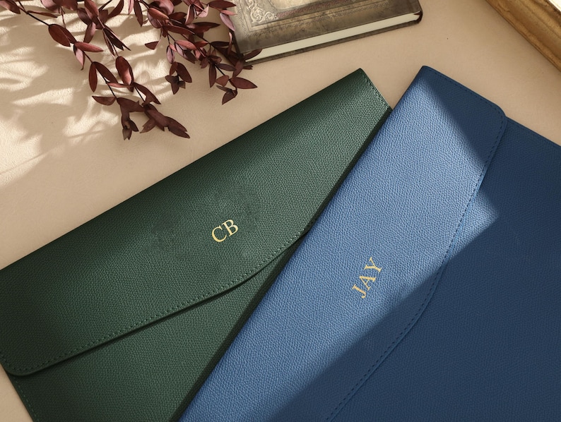 Personalized Leather Portfolio, Custom Leather File Folder, A4 Document ...