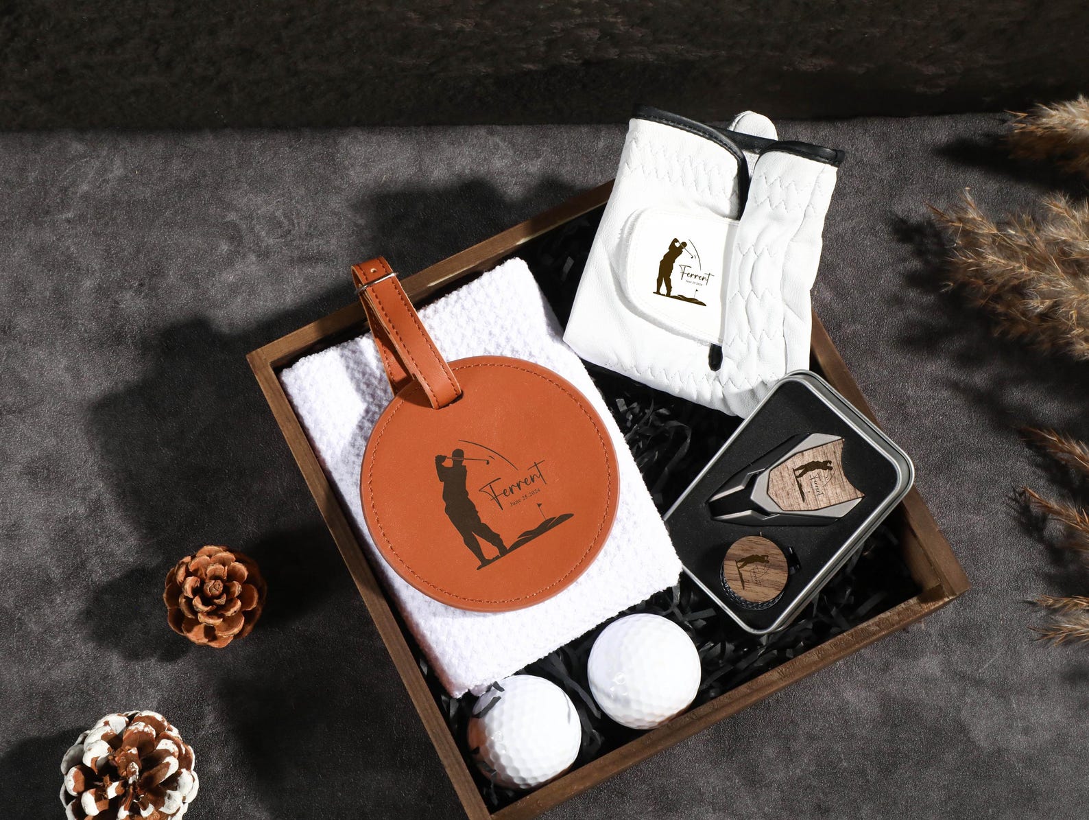 Personalized Golf Gift Set, Gift Set for Golfer, Golf Bag Tag With Golf ...