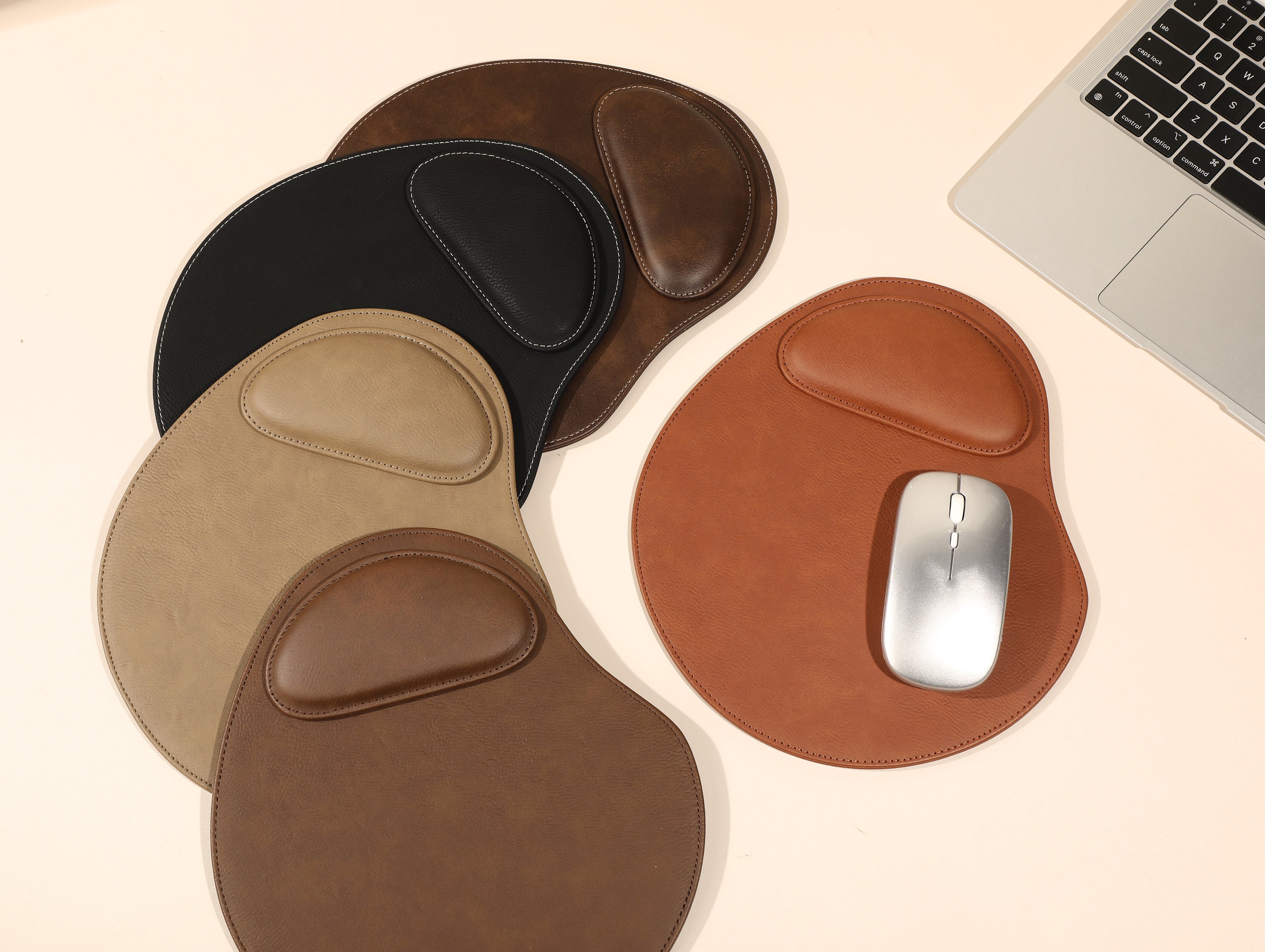Custom Leather Mouse Pad With Wrist Rest, Gift for Dad, Boss Gift, Gift ...