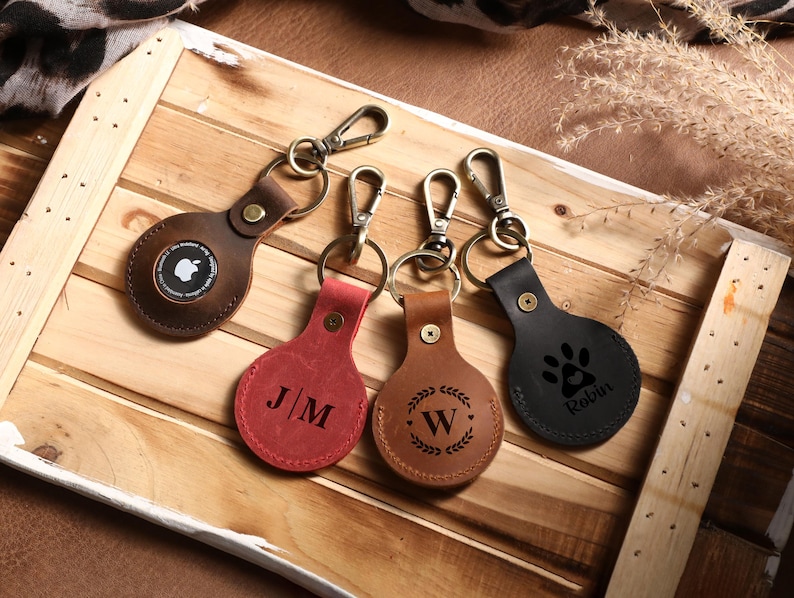 Custom Leather AirTag Case, Personalized AirTag Holder, Monogrammed ...
