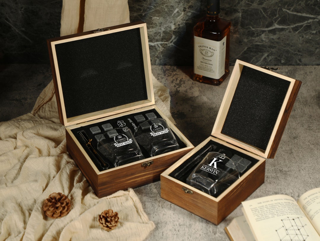 Personalized Whiskey Box,whiskey Glass Set, Father's Day Gift, Custom ...