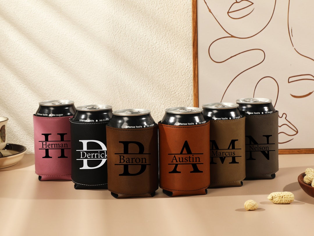 Groomsmen Leather Can Cooler Holder, Groomsmen Gifts Personalized ...