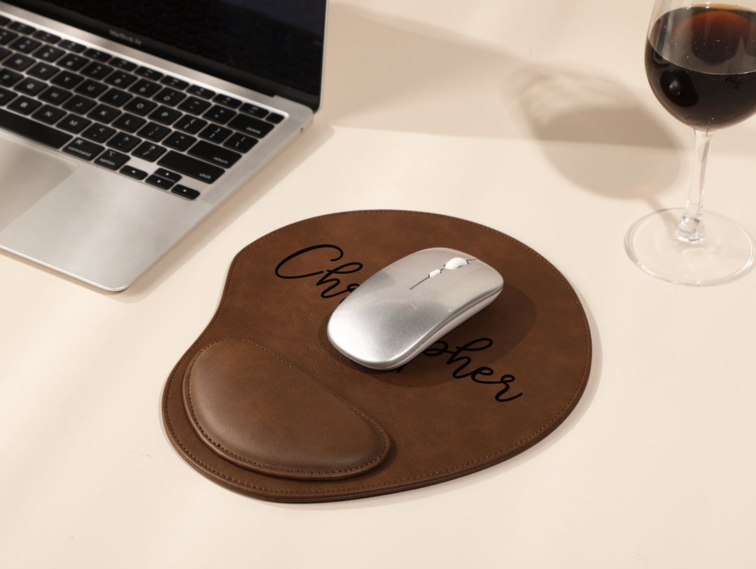 Custom Leather Mouse Pad With Wrist Rest, Gift for Dad, Boss Gift, Gift ...