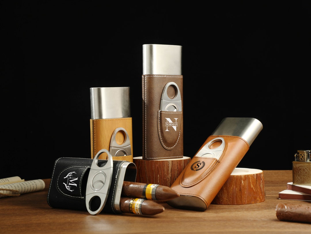 Personalized Cigar Case With Cutter, Engraved Cigar Case, Groomsmen ...
