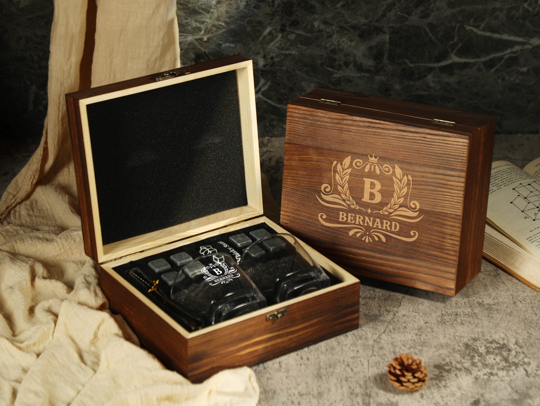 Personalized Whiskey Box,whiskey Glass Set, Father's Day Gift, Custom ...