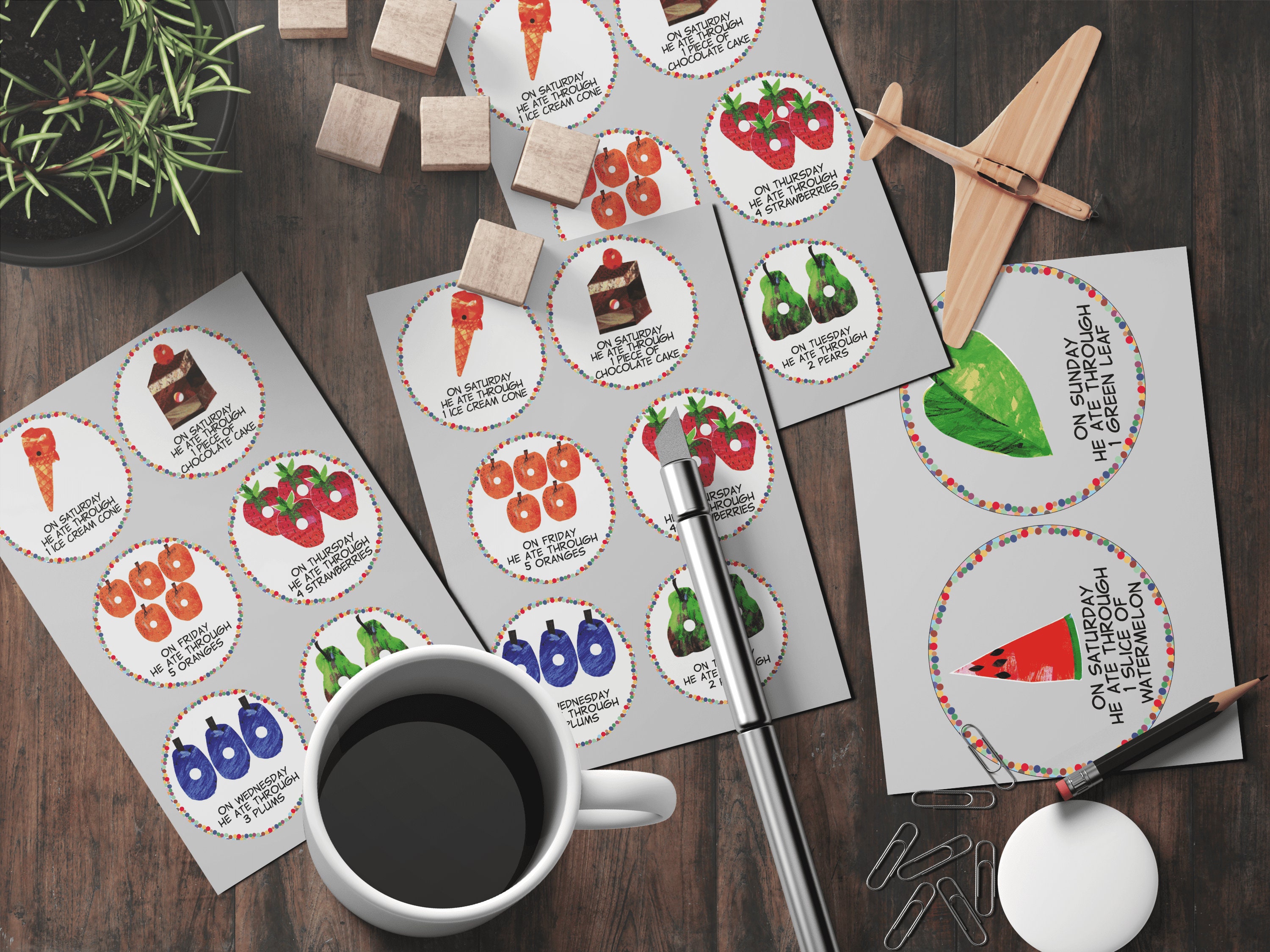 Very Hungry Caterpillar | Round Centerpieces | Food Labeles | Instant ...