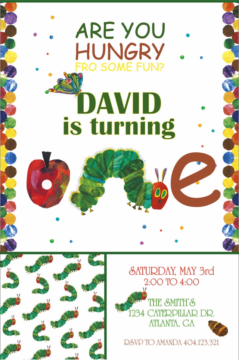 Very Hungry Caterpillar Birthday Party Invitation Birthday Template ...
