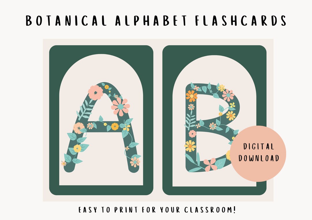 Botanical Alphabet Flashcards A-Z Scandi Classroom Decor - Etsy