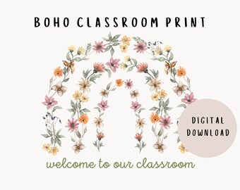 Welcome to Our Classroom Sign Boho Rainbow Classroom Decor, Back to ...
