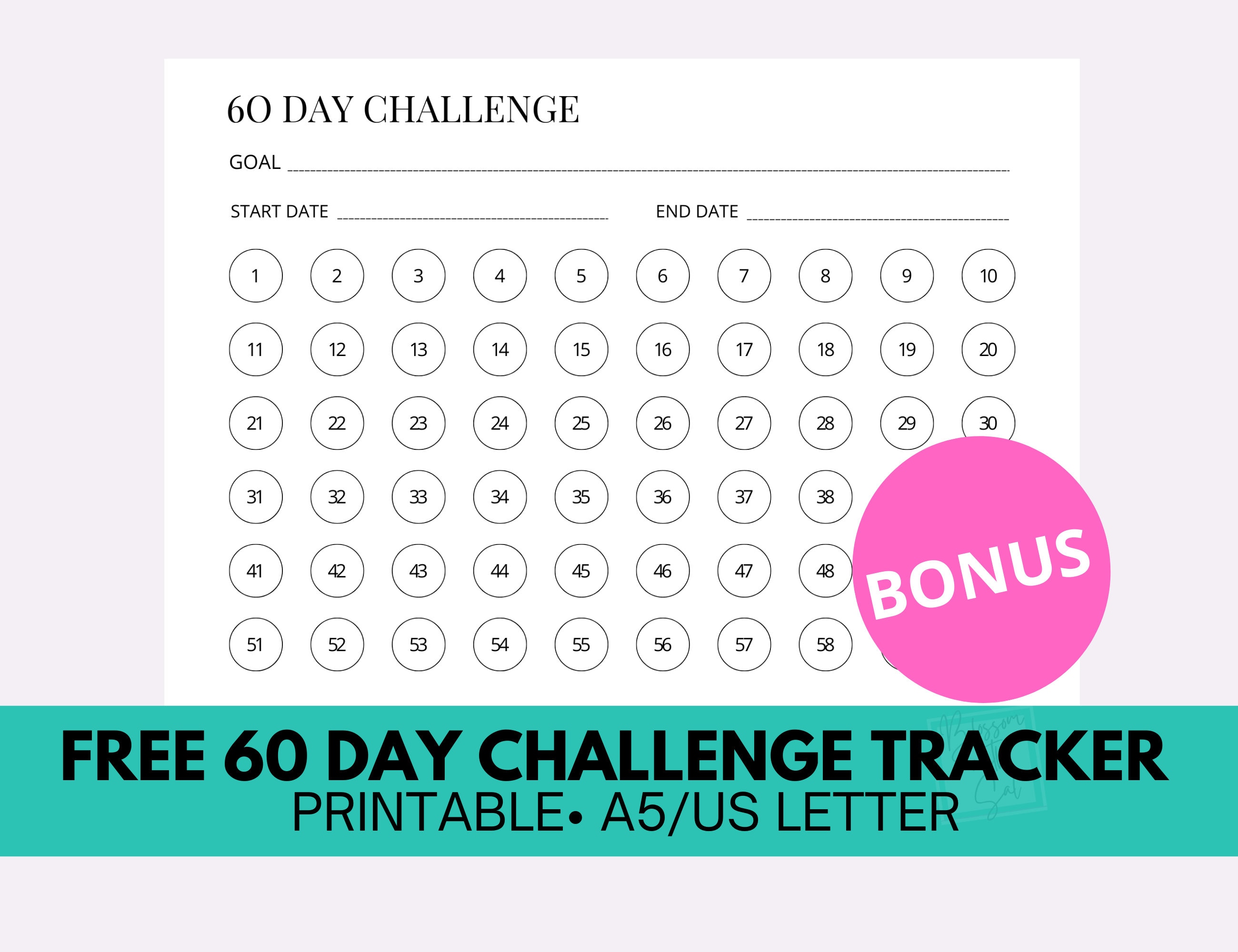 Monthly Habit Tracker Minimalist Habit Tracker Printable Bonus 60 Day ...