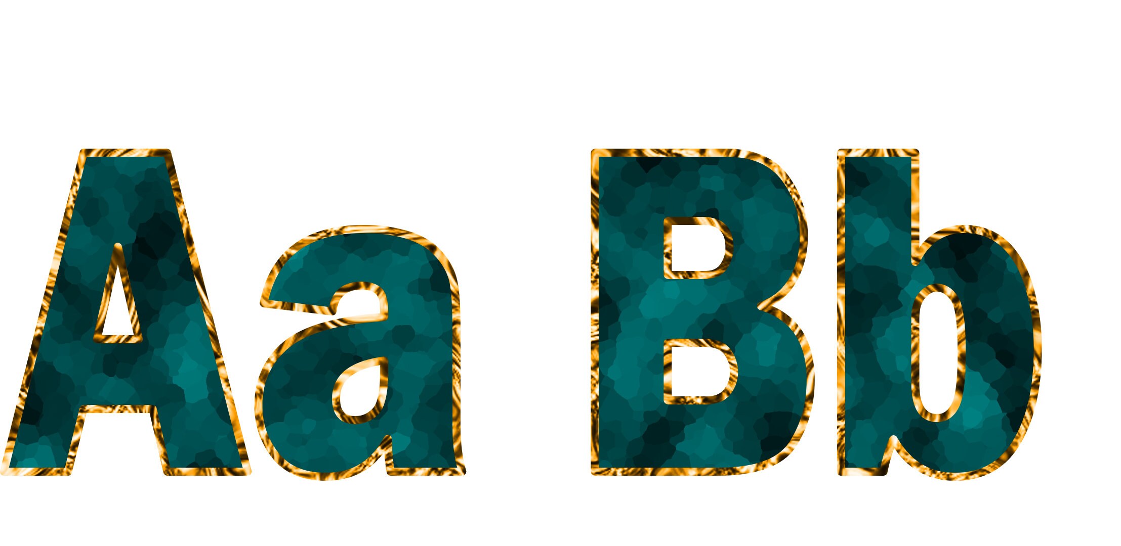 Gold and Cyan Alphabet Digital Clipart PNG File Format. - Etsy