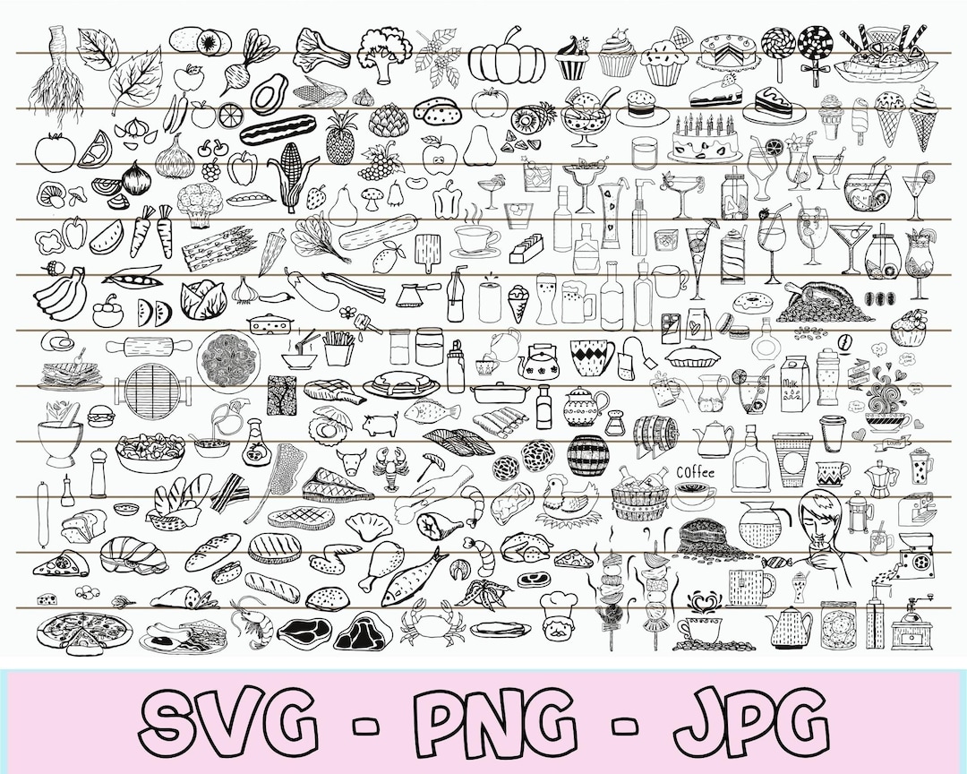 Fast Food Svg, Food Doodle Clipart, Breakfast Svg, Food Svg Bundle ...