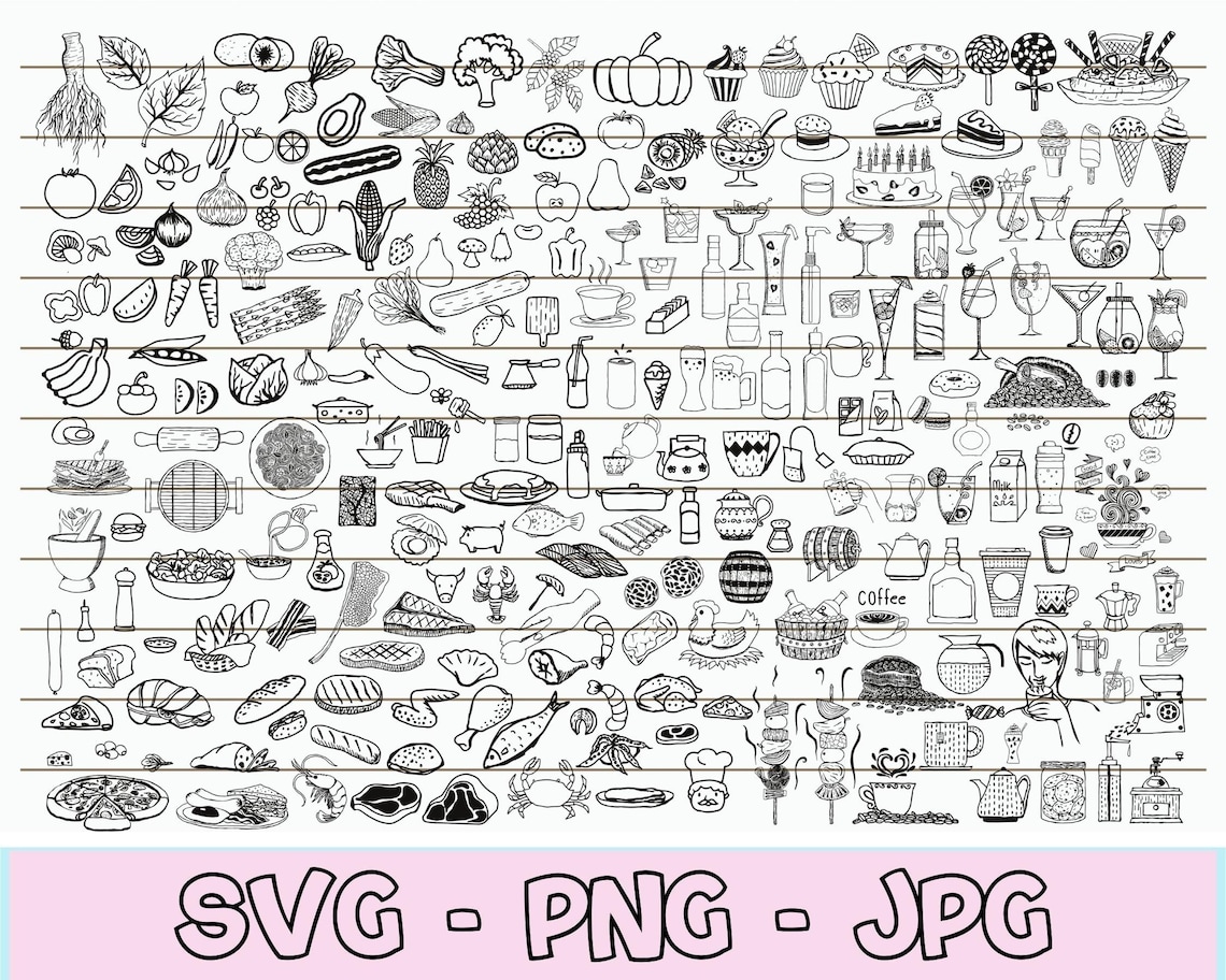 Fast Food Svg Food Doodle Clipart Breakfast Svg Food Svg - Etsy