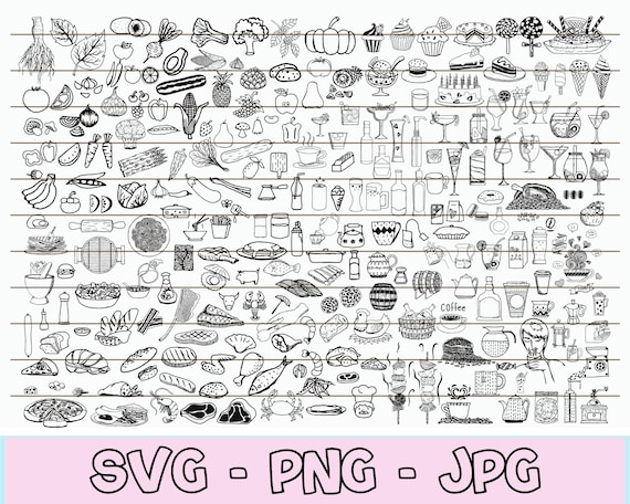 Fast Food Svg Food Doodle Clipart Breakfast Svg Food Svg - Etsy