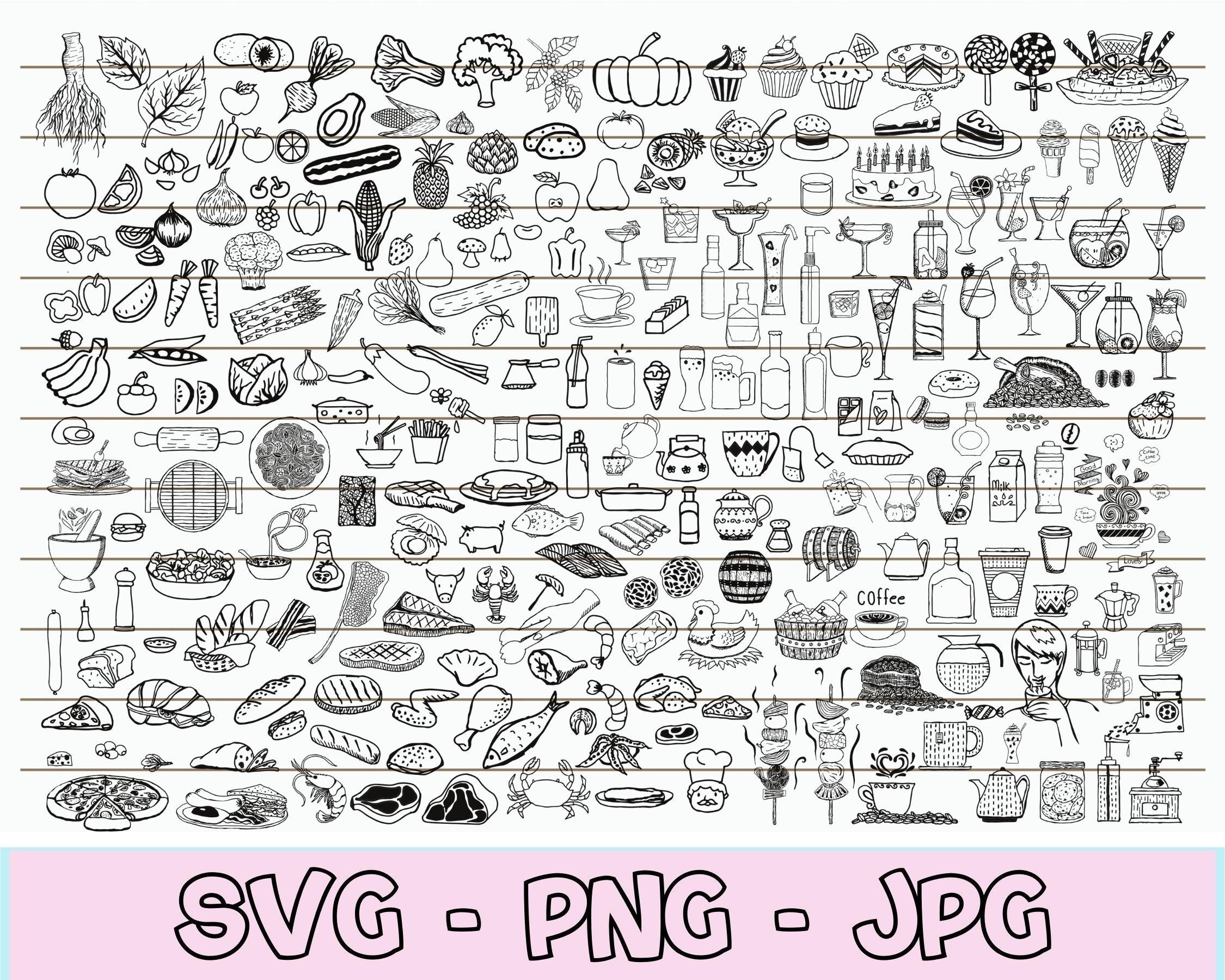 Fast Food Svg Food Doodle Clipart Breakfast Svg Food Svg - Etsy Canada