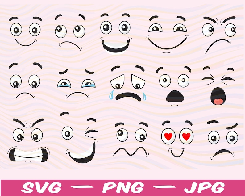 Cartoon Faces Svg Emoji Faces Svg Eyes Svg Cute Faces Svg - Etsy
