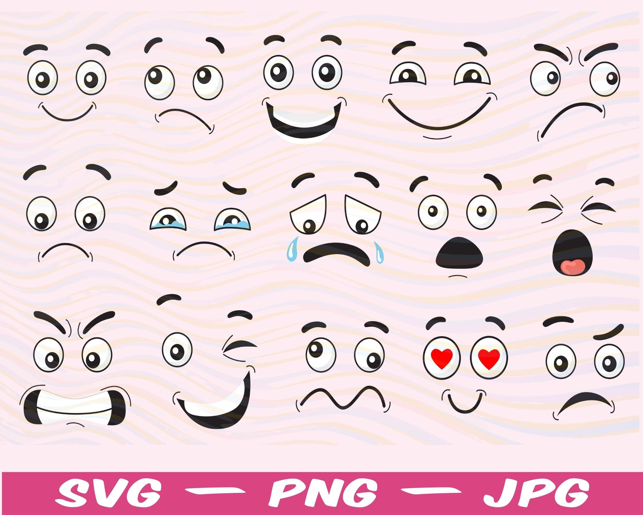 Cartoon Faces Svg Emoji Faces Svg Eyes Svg Cute Faces Svg - Etsy UK