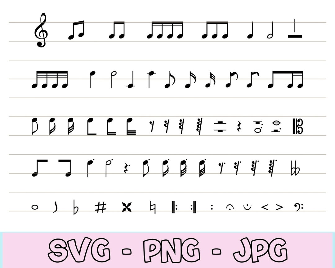 Music Notes Svg Designs for Wall Decor, Shirts, Cricut, Music Notes ...
