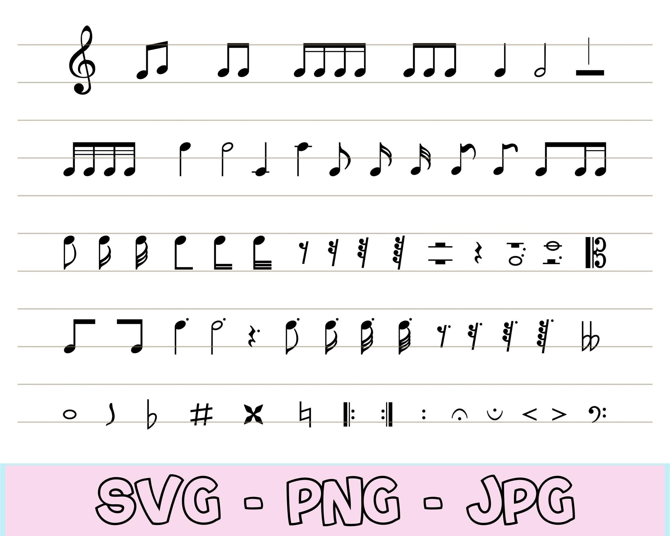 Notas musicales Svg Diseños para decoración de paredes - Etsy México