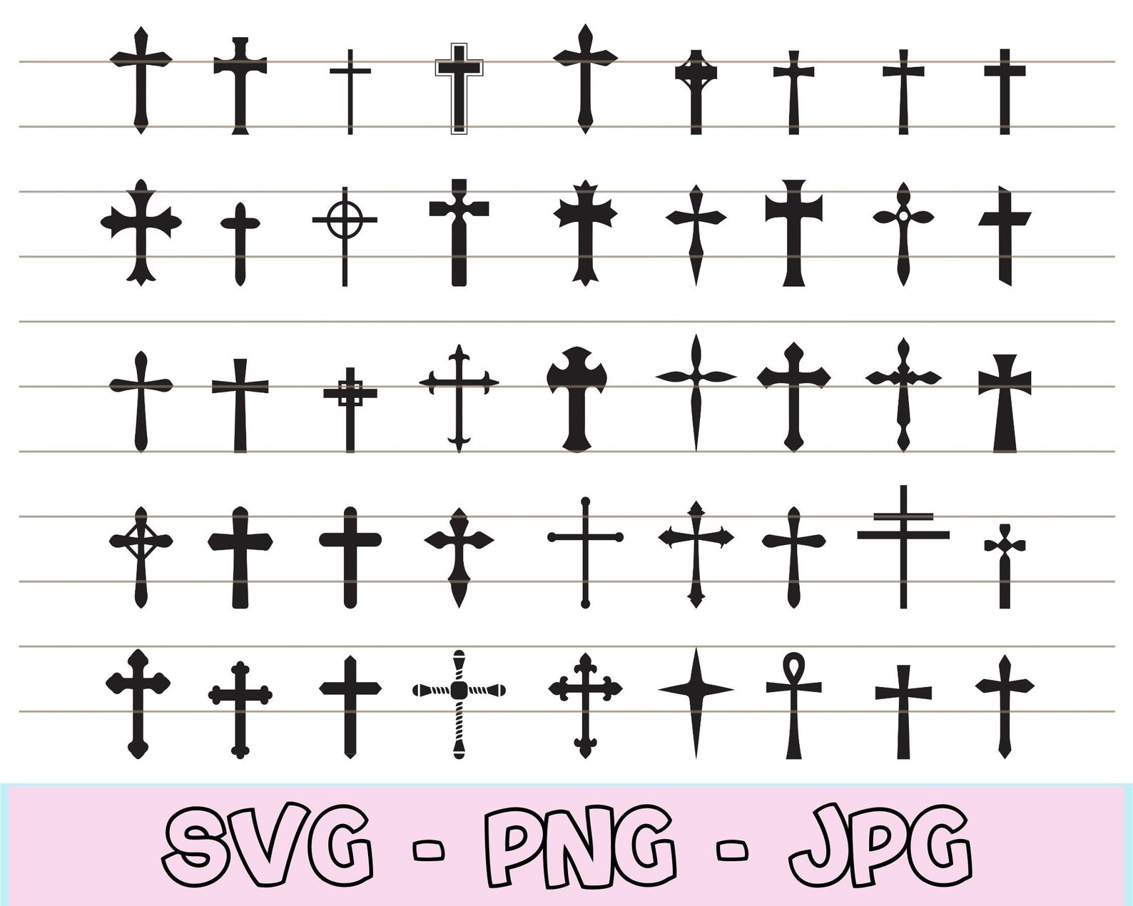 Cross Svg File Cross Clipart Bundle Christian Svg Catholic - Etsy