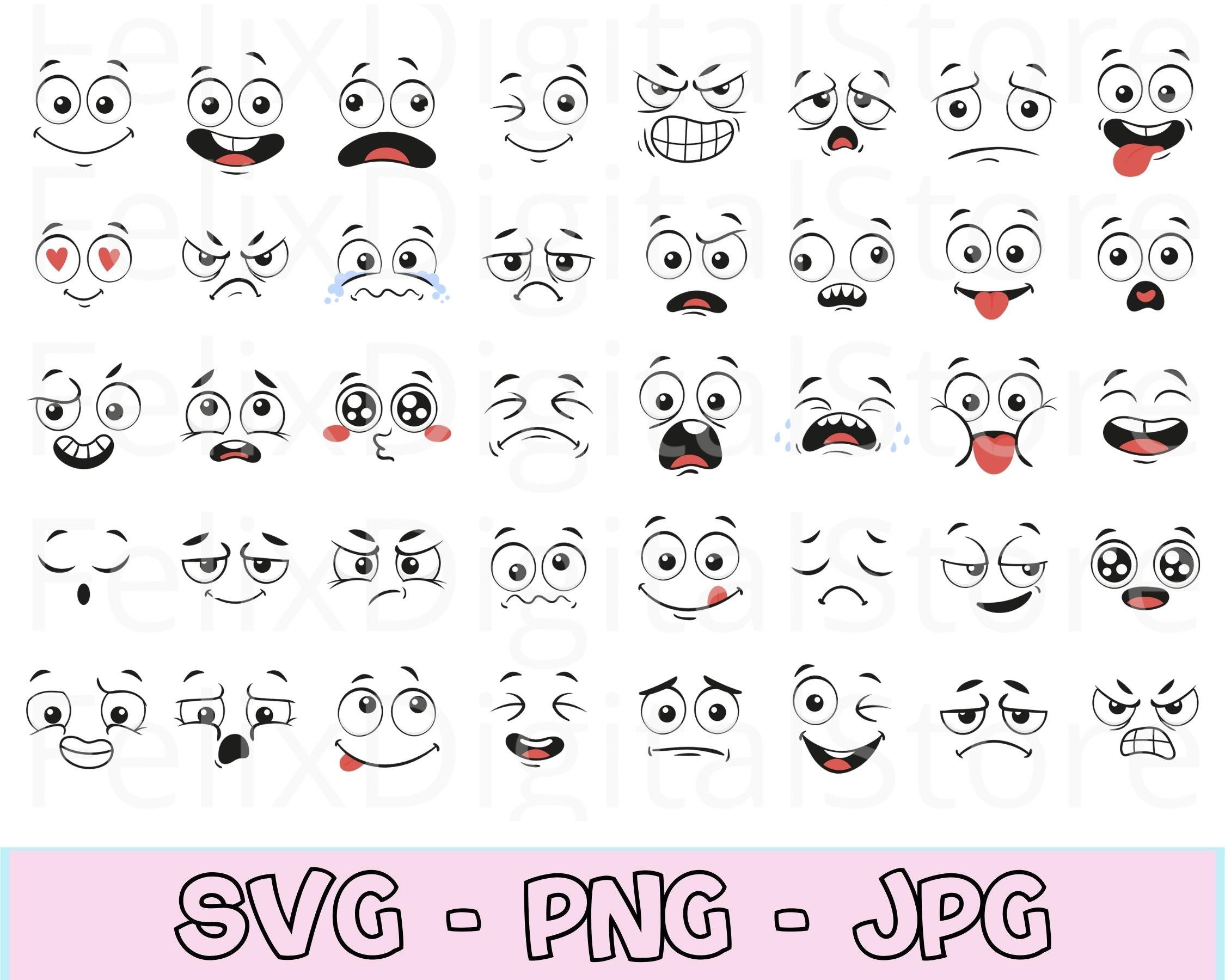 Cartoon Faces Svg Emoji Faces Svg Eyes Svg Cute Faces Svg - Etsy Australia