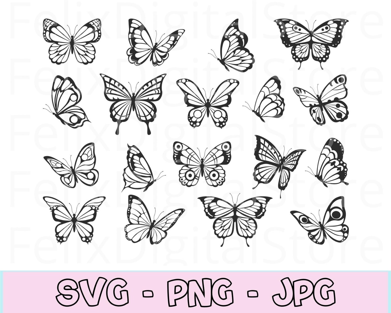 Butterfly Bundle Svg Butterfly Clipart Svg Butterfly Vector | Etsy