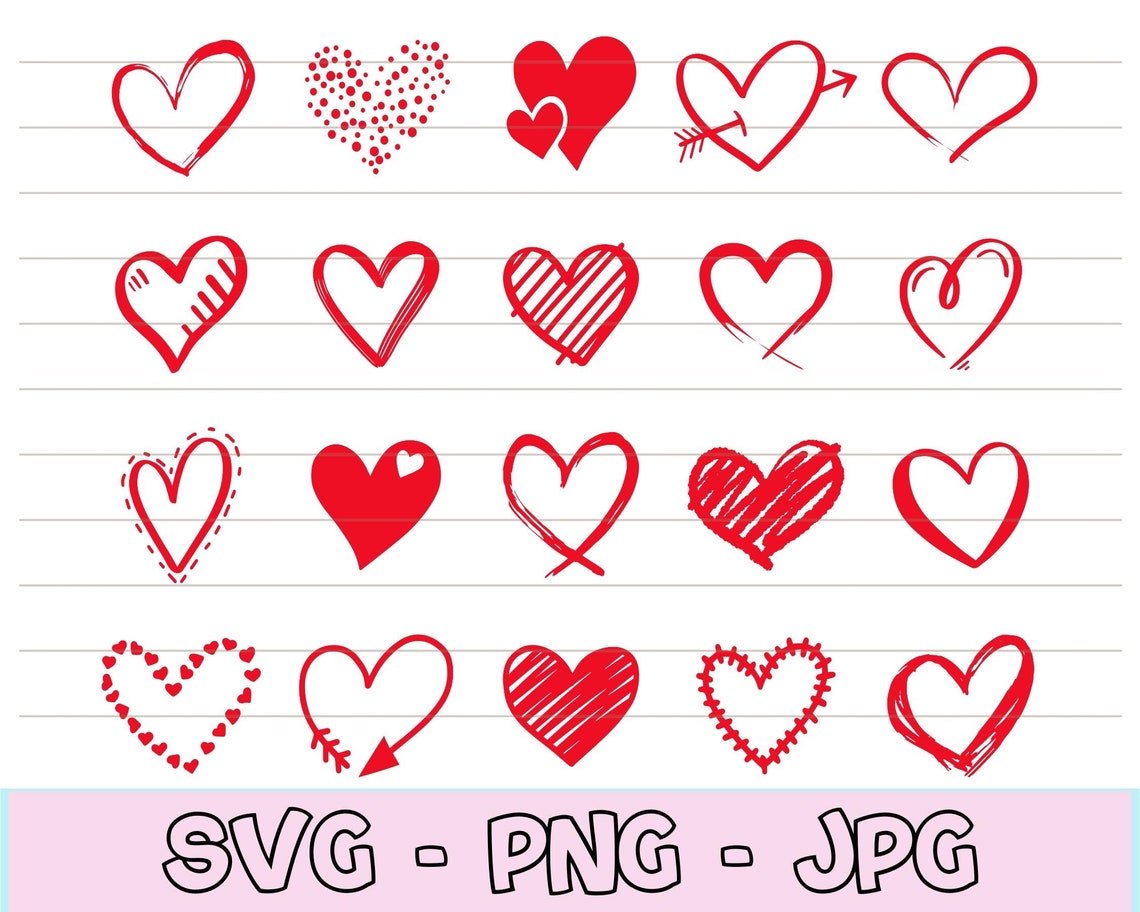 Heart Svg Bundle Sketch Heart Svg Open Heart Svg Doodle - Etsy
