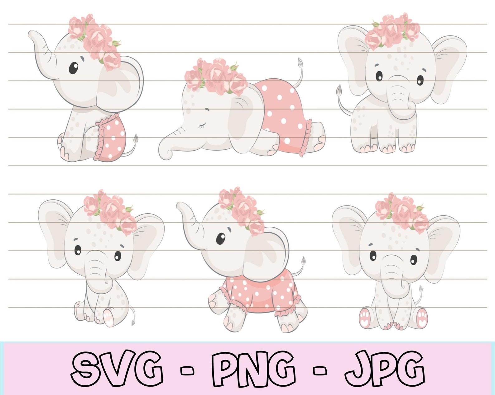 Cute Elephant Svg, Elephant Svg Bundle, Elephant Svg, Elephant Svg Baby ...