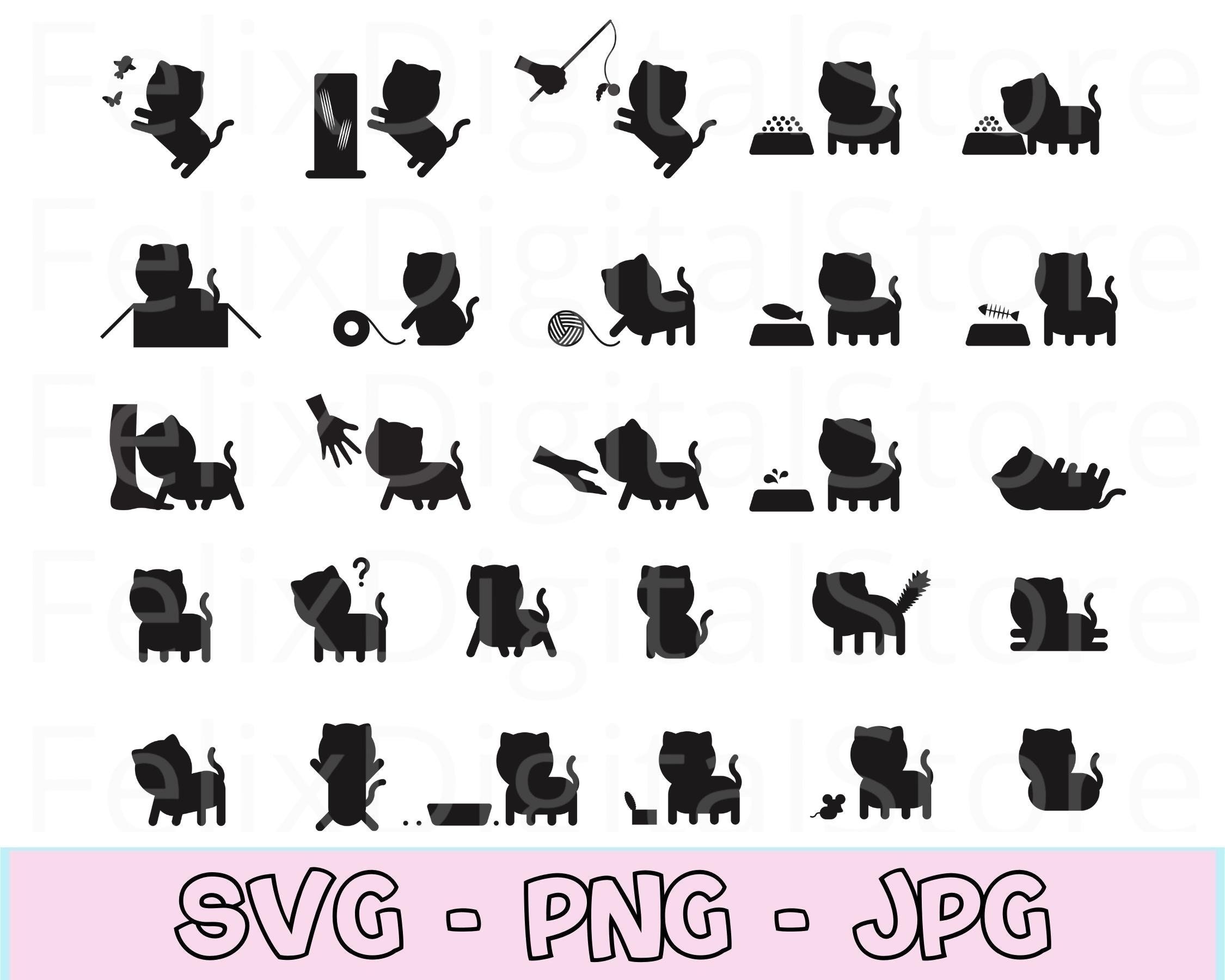 Cat Silhouette Svg Cat Svg Bundle Cat Design Svg Cute Cat - Etsy