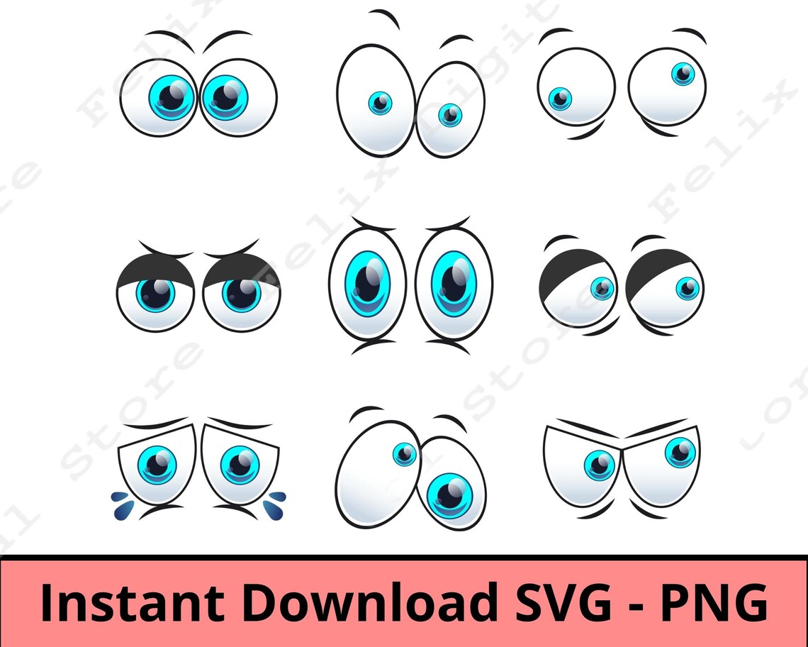 Cartoon Eyes Svg Eyes Svg File Emoticon Svg Cartoon Face - Etsy