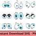 Cartoon Eyes Svg, Eyes Svg File, Emoticon Svg, Cartoon Face Svg, Emoji ...