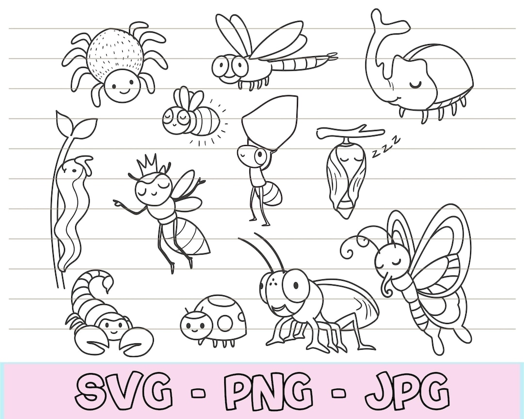 Bugs Svg, Cute Bugs Svg for Shirt and Mug, Bugs for Kids, Bugs Clipart ...