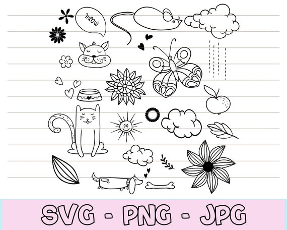 Doodle Svg Cute Animals Svg Bundle Animal Clipart Svg Funny - Etsy