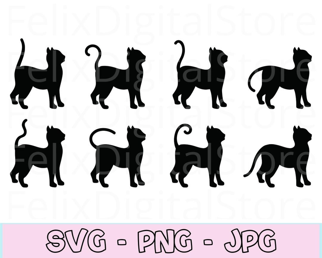 Cat Silhouette Svg, Cat Svg Bundle, Cat Design Svg, Cute Cat Svg Files ...