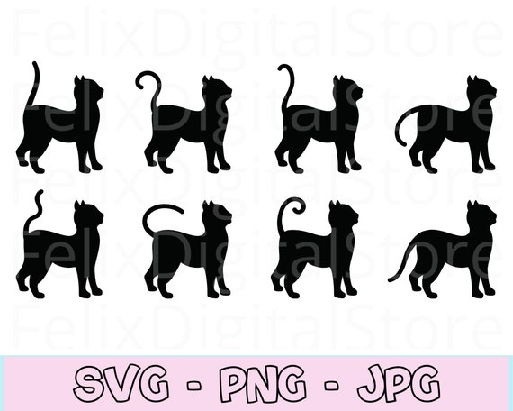 Cat Silhouette Svg Cat Svg Bundle Cat Design Svg Cute Cat | Etsy