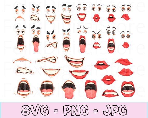 Cartoon Faces Svg Emoji Faces Svg Eyes Svg Cute Faces Svg | Etsy Canada