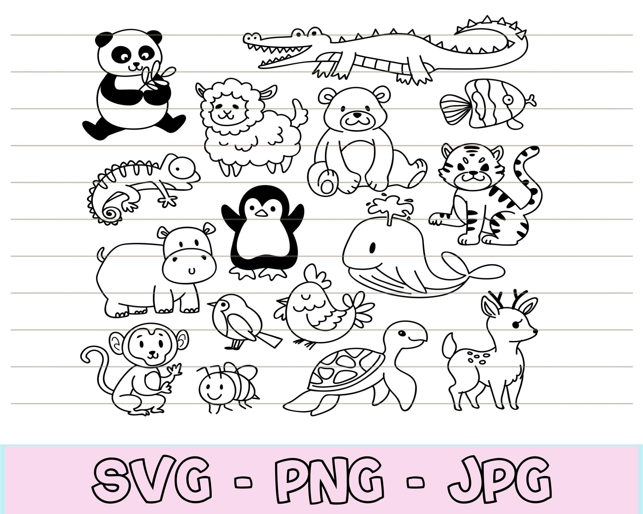 Doodle Svg Cute Animals Svg Bundle Animal Clipart Svg Funny - Etsy