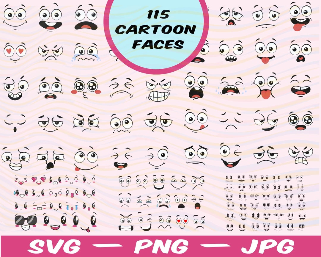 Cartoon Faces Svg, Emoji Faces Svg, Eyes Svg, Cute Faces Svg, Emoji ...