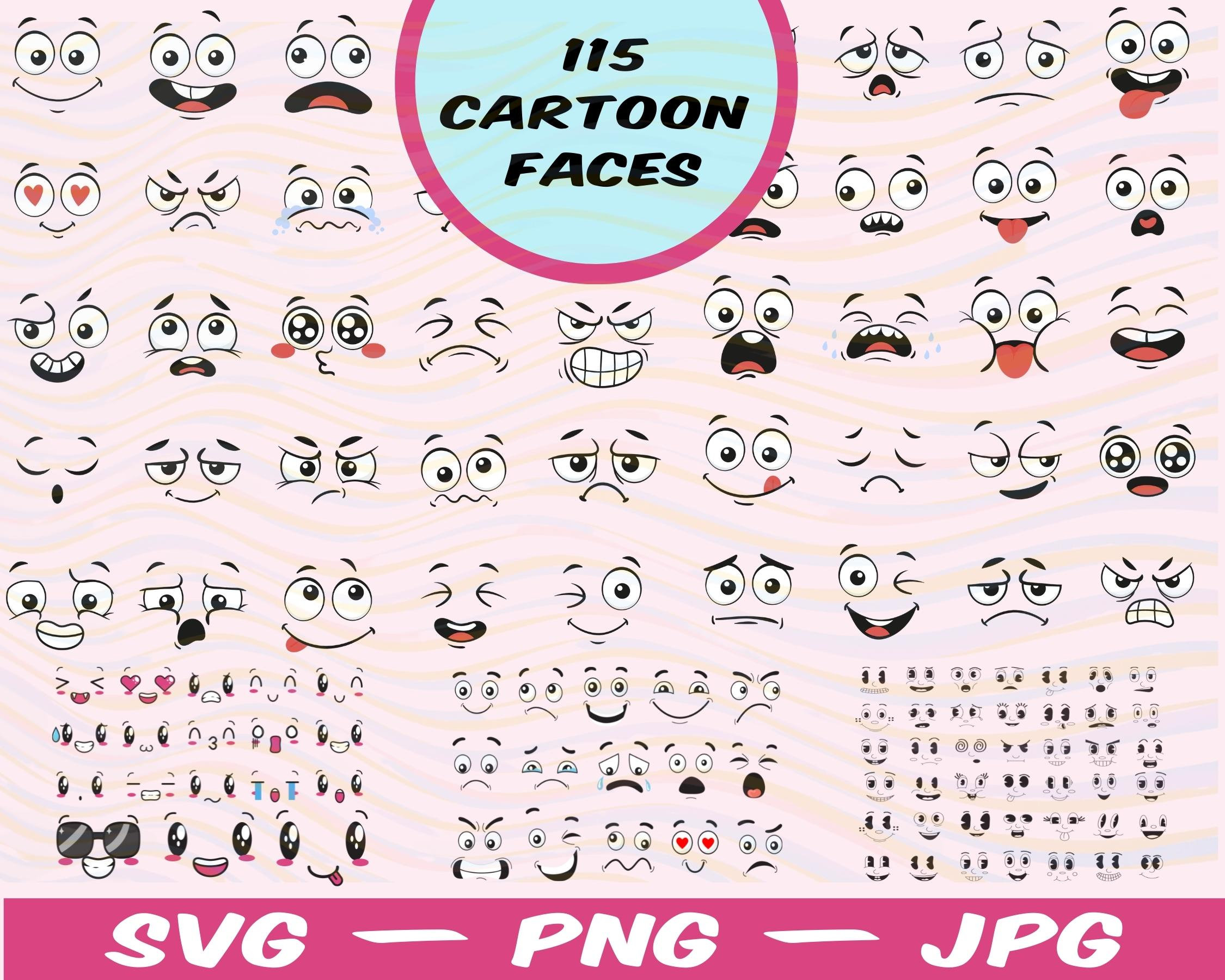 Cartoon Faces Svg Emoji Faces Svg Eyes Svg Cute Faces Svg - Etsy UK