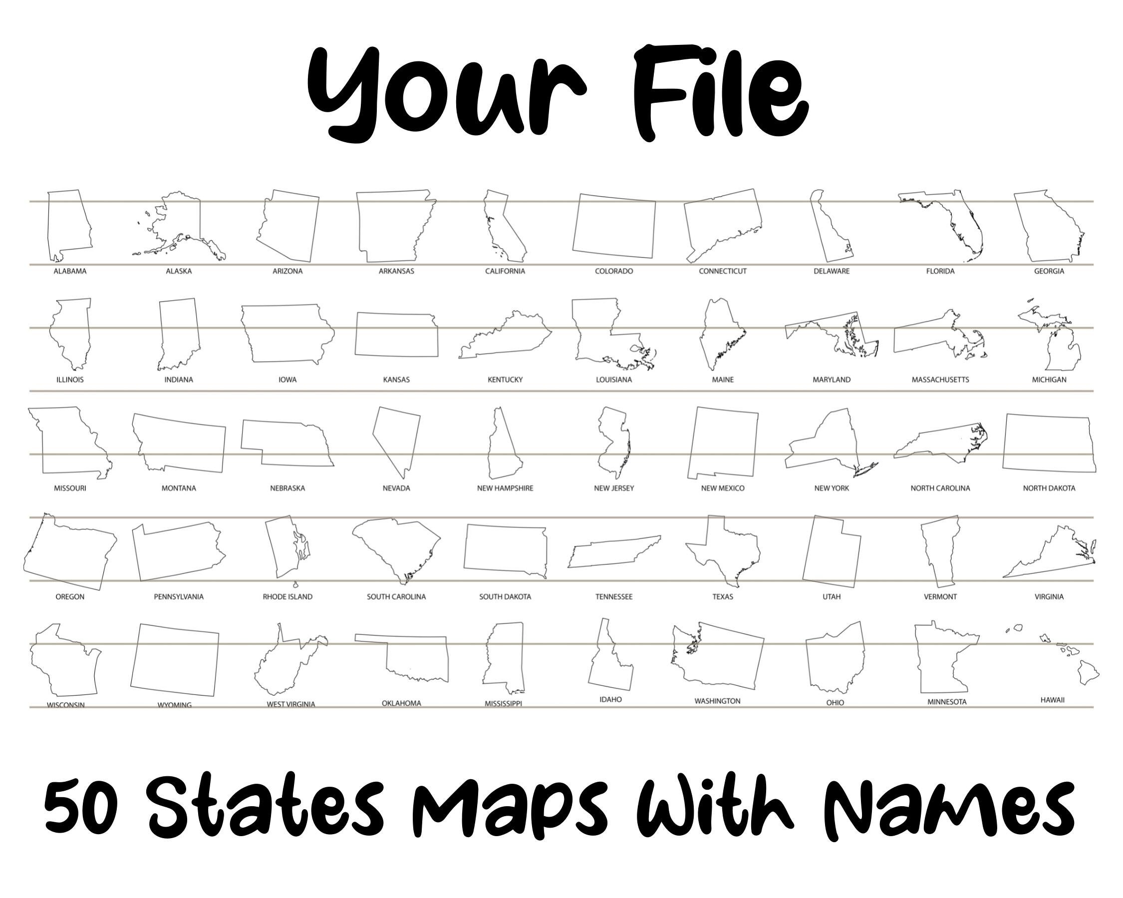 50 States Outline Svg United States Map Svg America Maps - Etsy