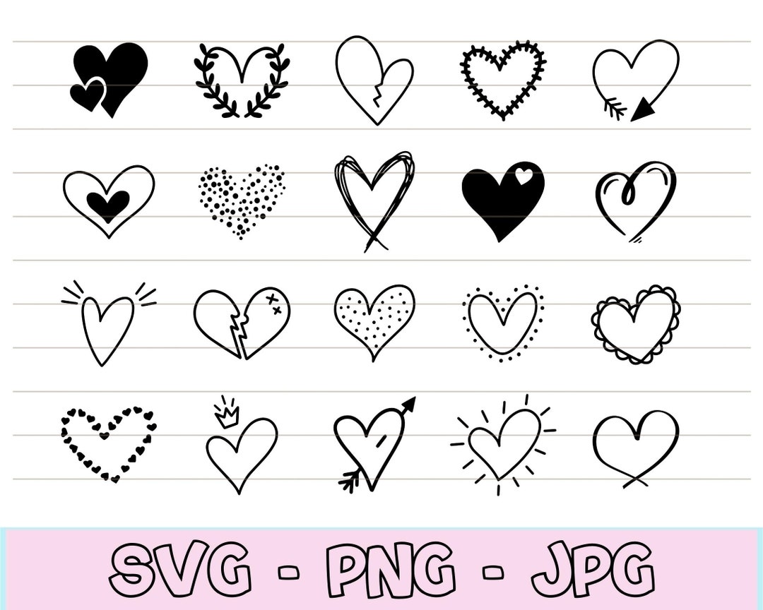 Heart Svg Bundle, Sketch Heart Svg, Open Heart Svg, Doodle Heart Svg ...