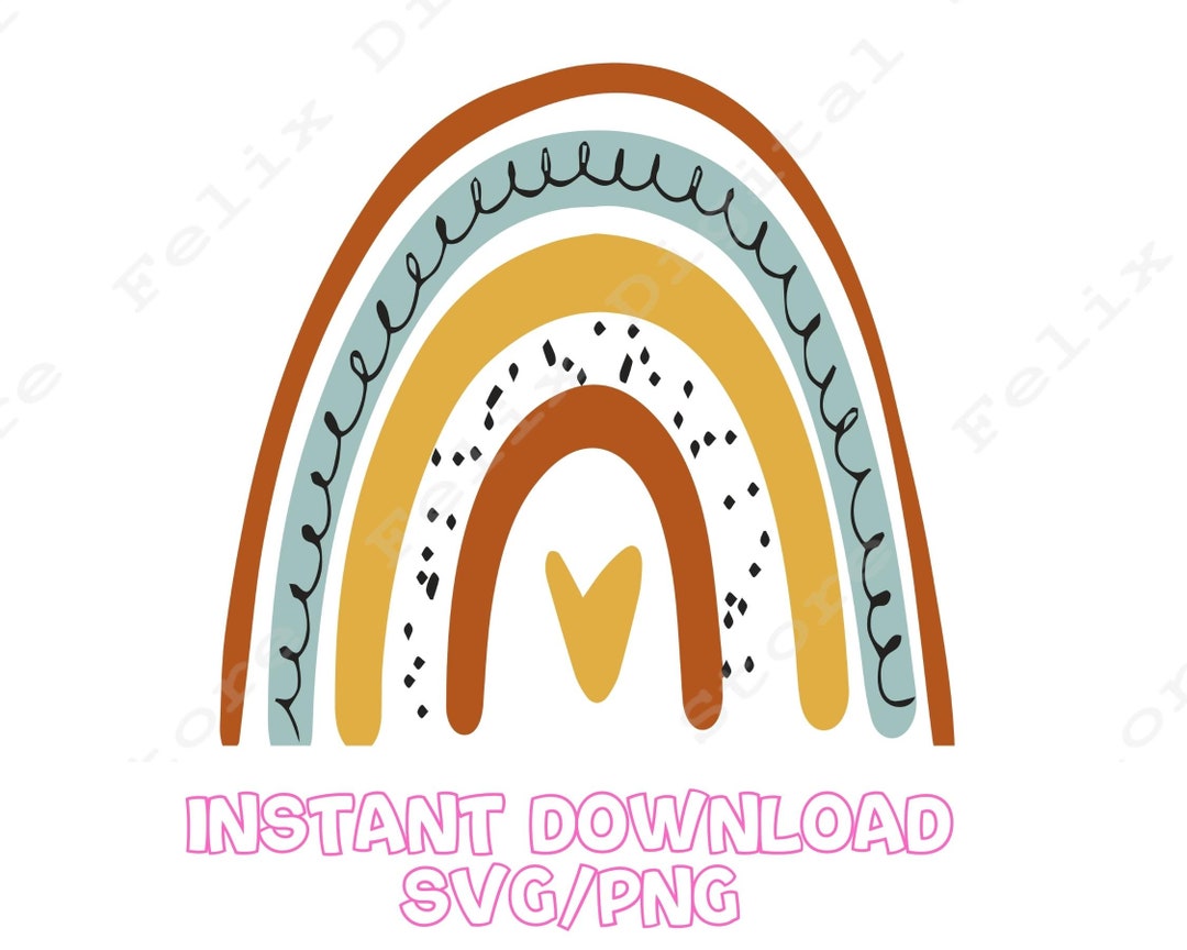 Boho Rainbow Svg Cut File Pastel Rainbow Svg Boho Rainbow Etsy