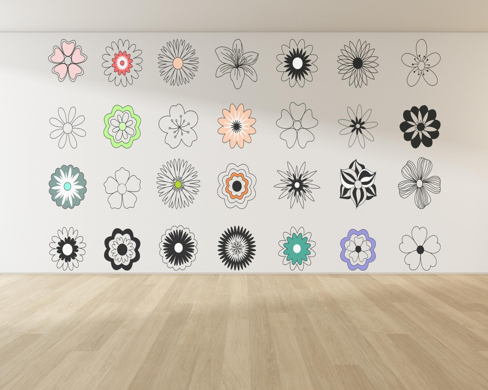 Flower Hand Drawn Colored Flower Svg Wildflower Svg Design - Etsy