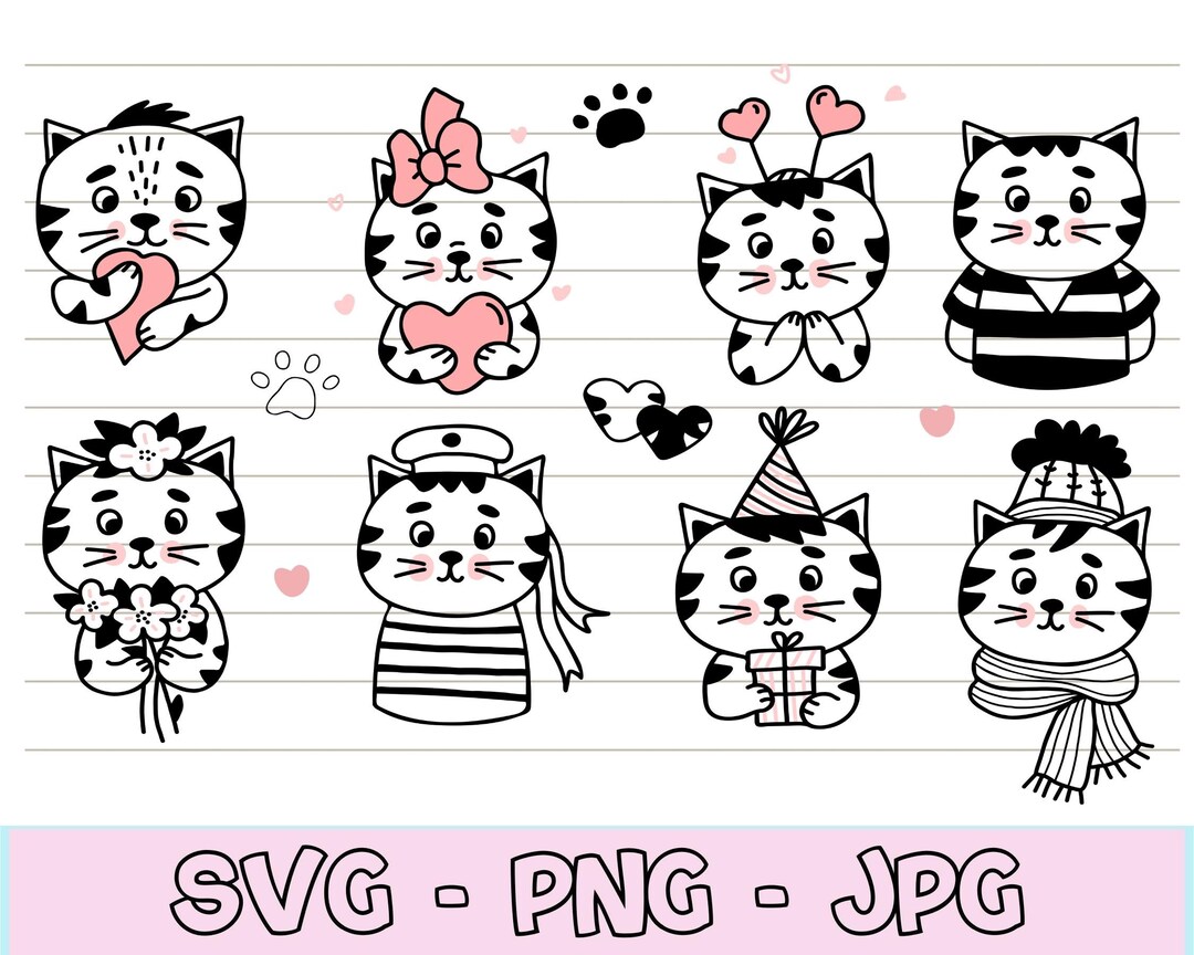 Cute Cat Svg Files, Cat Svg Bundle, Cat Face Svg, Cat Design Svg ...