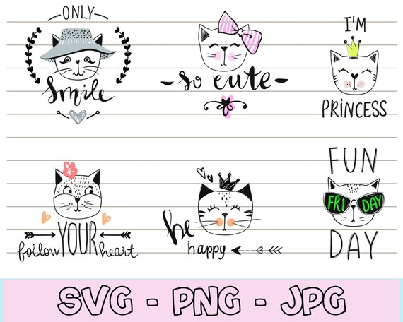 Cute Cat Svg Files Cat Svg Bundle Cat Face Svg Cat Design - Etsy