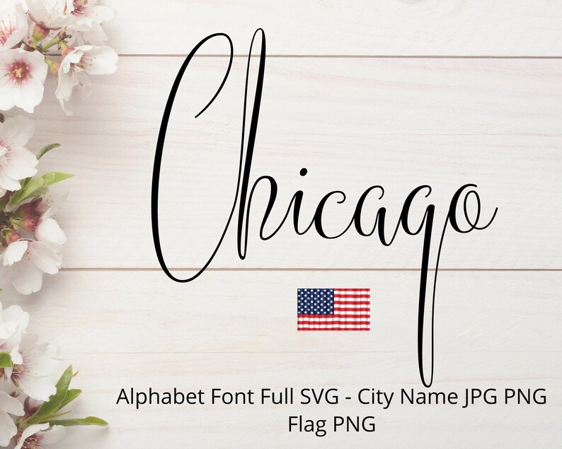 Alphabet Font Svg, Chicago Sign Png Jpg Cut File for Cricut, Script ...