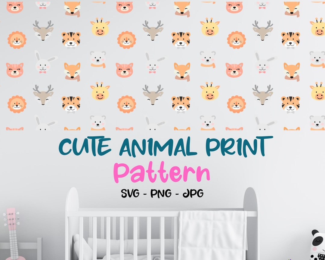 Cute Animals Print Pattern Svg for Nursery, Repeating Pattern Vector ...