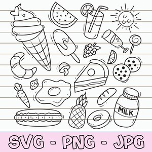 Fast Food Svg, Food Doodle Clipart, Breakfast Svg, Food Svg Bundle ...