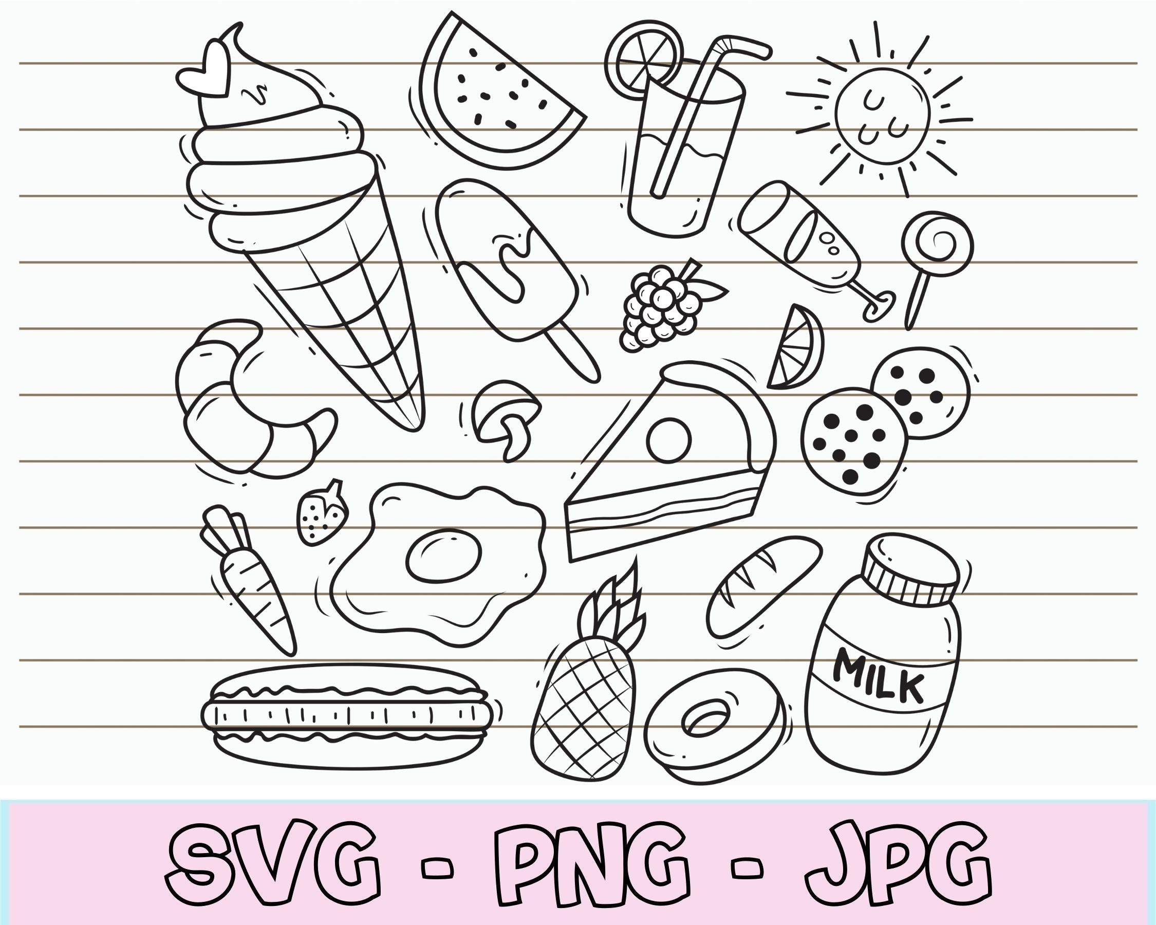 Fast Food Svg Food Doodle Clipart Breakfast Svg Food Svg - Etsy Canada