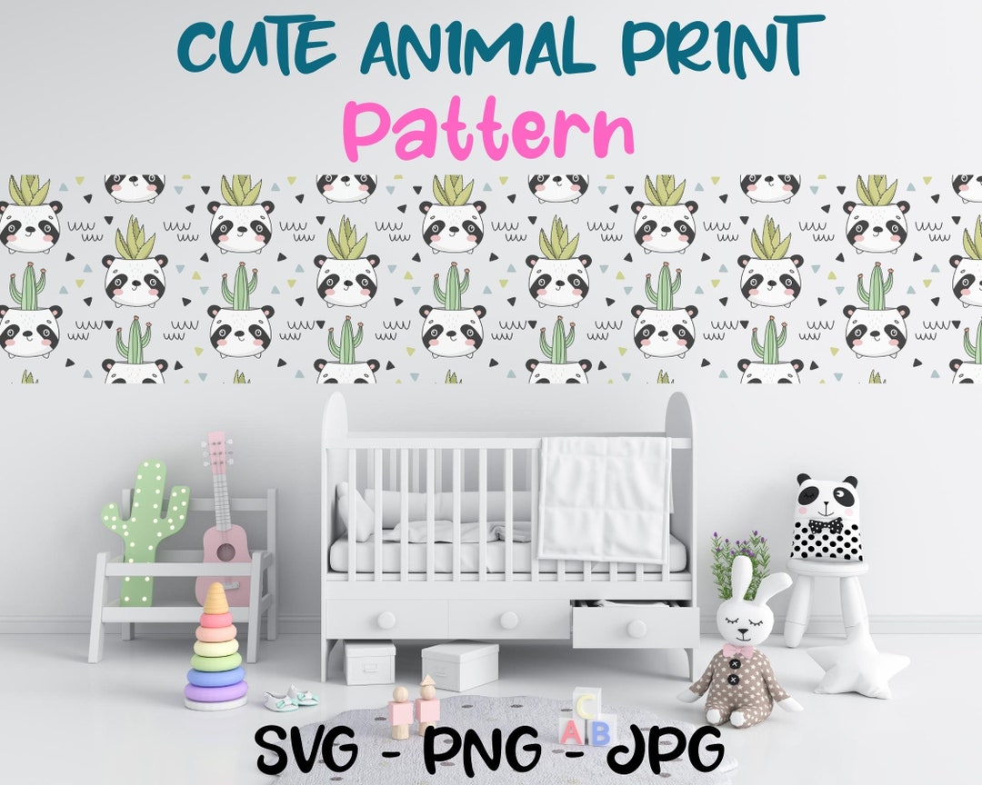 Cute Animals Print Pattern Svg for Nursery, Repeating Pattern Vector ...